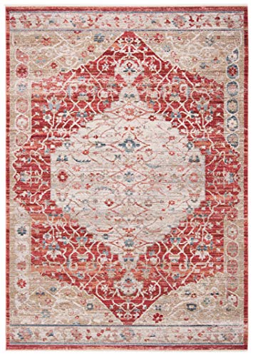 SAFAVIEH Kenitra Collection 10' x 14' Red / Beige KRA661R Vintage Oriental Distressed Area Rug