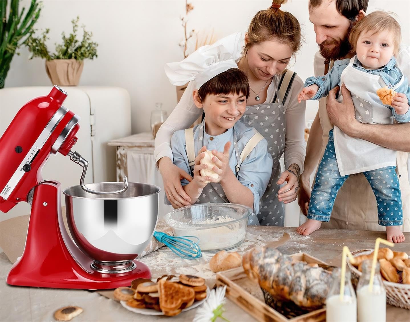 FavorKit Stainless Steel Dough Hook for KitchenAid Tilt-head & 4.5-5 Qt Mixers, Dishwasher Safe, Polished Metal Kneading Attachment Replacement