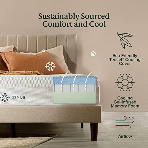 ZINUS 10 Inch Bliss Memory Foam Mattress Sustainable TENCEL Blend Cover / Pressure Relieving / CertiPUR-US Certified / Bed-in-a-Box / All-New / Made in USA, Queen
