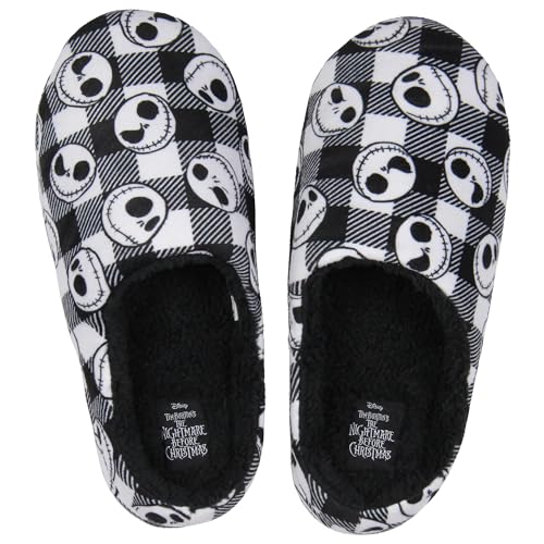 Disney Nightmare Before Christmas Jack Skellington Fleece Lined Foam Slippers For Men Women, House Slippers for Indoors and Outdoor (Large/X-Large)