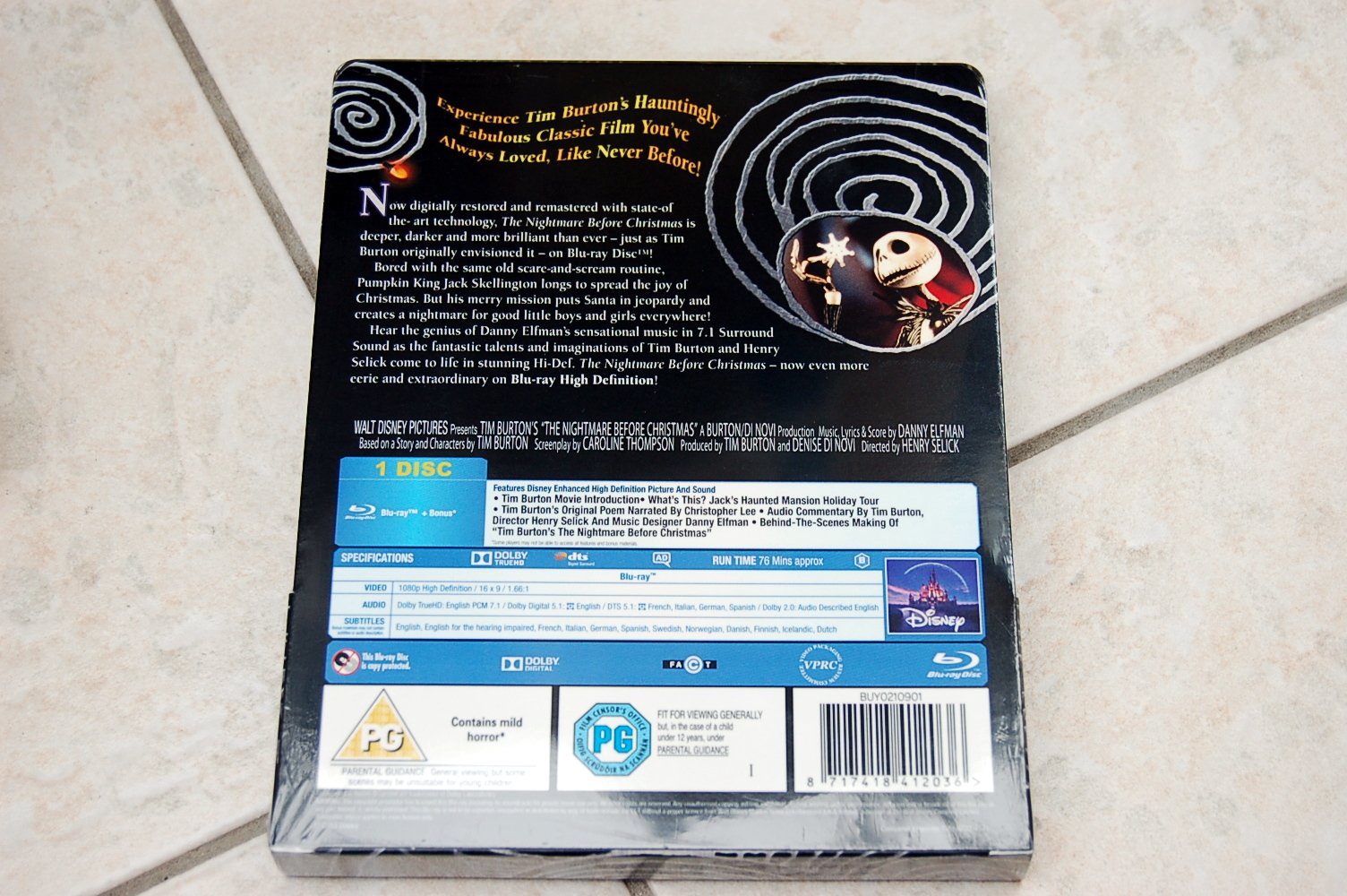 The Nightmare Before Christmas UK Blu Ray Rare Steelbook Edition Region B