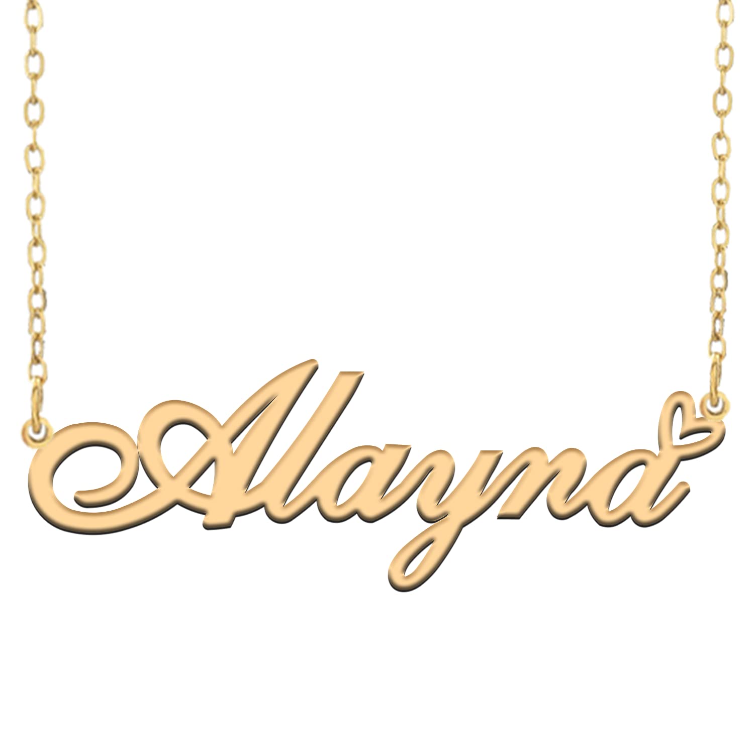 RONKAHSHOW Alayna Custom Pendant Name Necklace Customized Personalized 18K Gold with Heart Necklace Best Gift for Women New Year Birthday Motherâs day Christmas wedding Party Gold