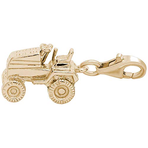 Rembrandt Charms Riding Lawn Mower Charm with Lobster Clasp, 14k Yellow Gold