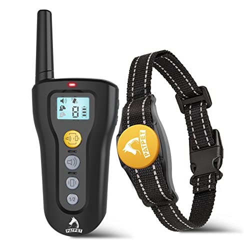 PATPET Vibrating Dog Collar No Shock - Dog Training Collar with Remote Up to 1000ft Range, Rechargeable Waterproof Vibration Collar for Dogs with 3 Training Modes, No Prongs and No Shock