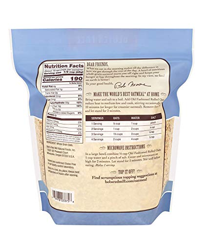 Bob's Red Mill Gluten Free Old Fashion Rolled Oats (32 Ounce, Pack of 2)