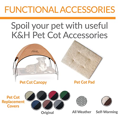 K&H PET PRODUCTS Elevated Cooling Outdoor Dog Bed Portable Raised Dog Cot Charcoal/Black Medium 25 X 32 X 7 Inches