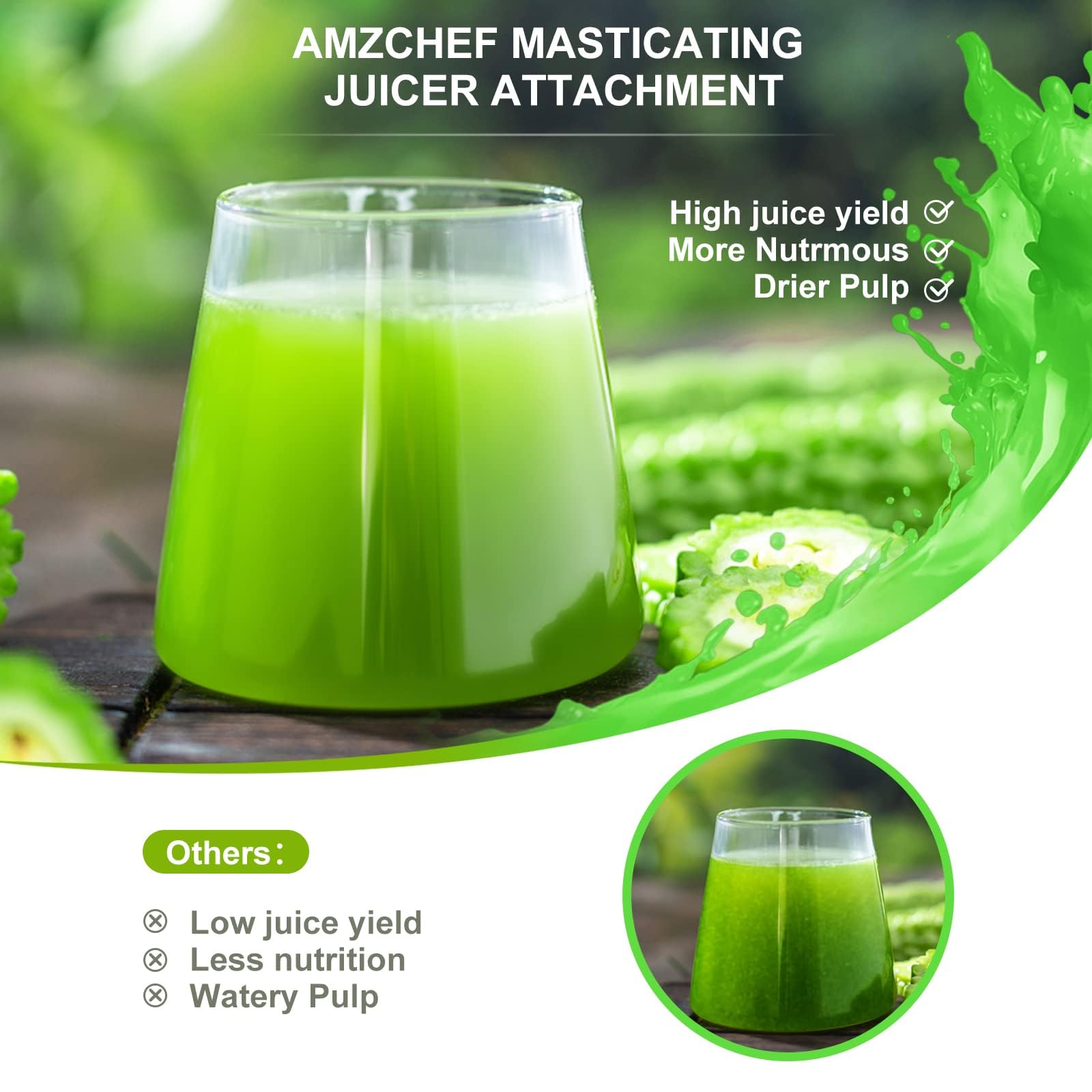 Masticating Juicer Attachment for KitchenAid All Models Stand Mixers,AMZCHEF Masticating Juicer, Slow Juicer Attachment for All KitchenAid Mixers, Cold Press Juicer Parts (Iron black)