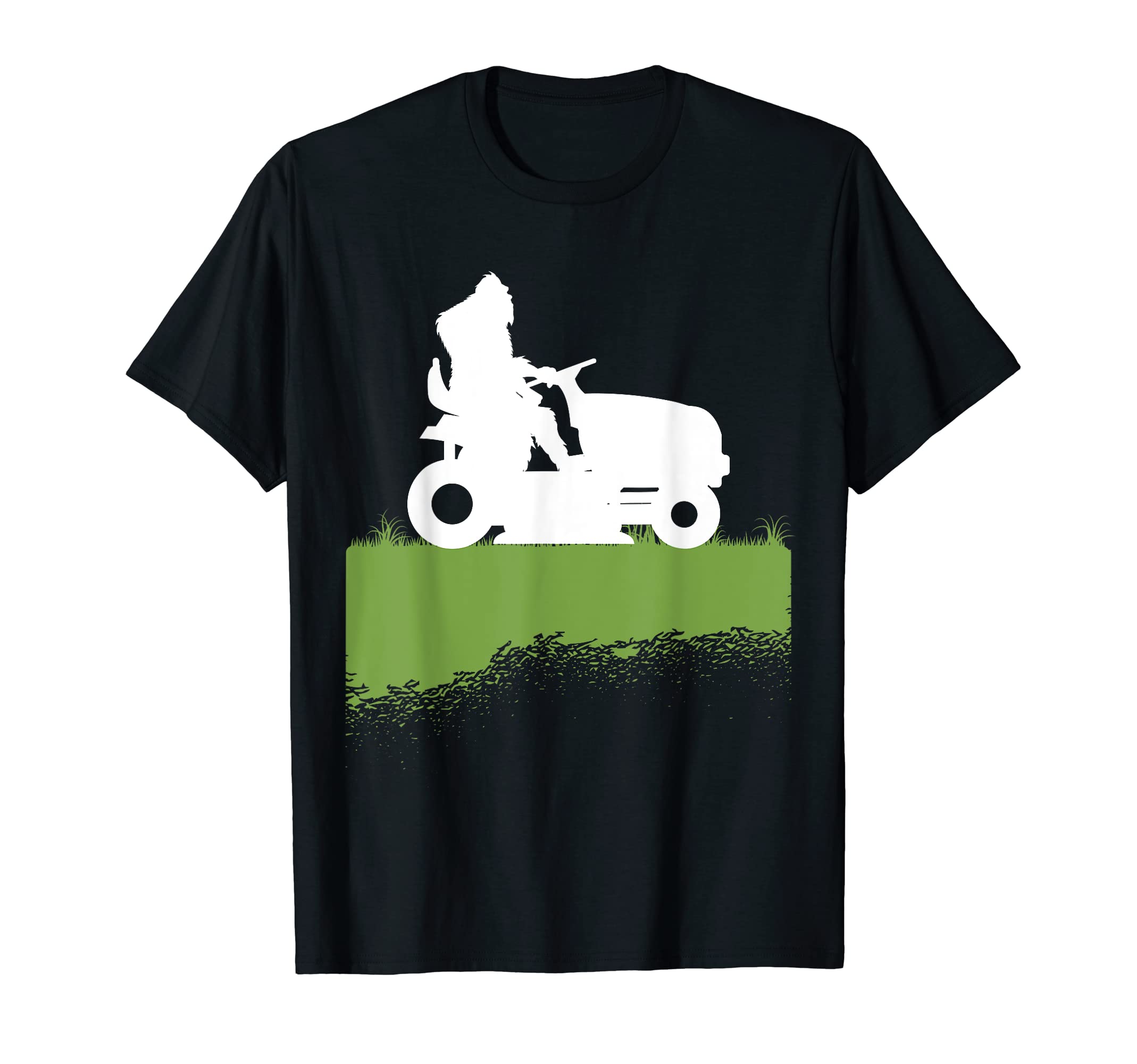 Bigfoot Riding Lawnmower Sasquatch Mowing The Lawn Grass T-Shirt