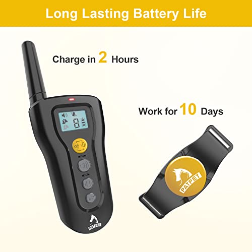 PATPET Vibrating Dog Collar No Shock - Dog Training Collar with Remote Up to 1000ft Range, Rechargeable Waterproof Vibration Collar for Dogs with 3 Training Modes, No Prongs and No Shock