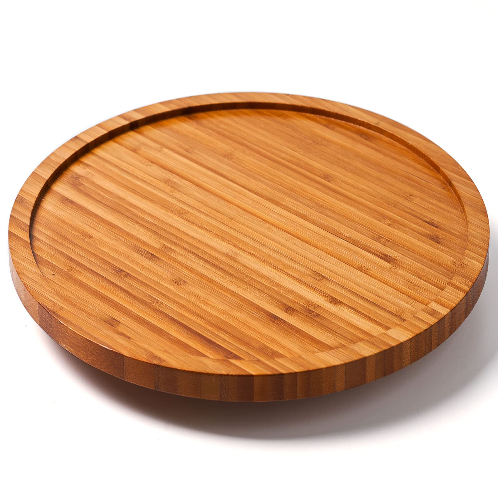 Bamboo Lazy Susan Turntable 10.5”, with Metal Bearing System & Anti-Slip Silicone Pad, Wood Rotating Spice Rack Cabinet Under Sink Organizer for Pantry Kitchen Bathroom Storage