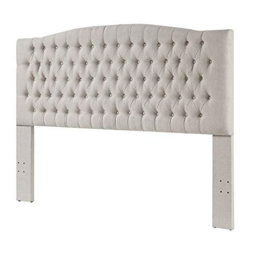 24KF Linen Upholstered Tufted Button King Headboard and Comfortable Fashional Padded King/California King Size headboard - Ivory