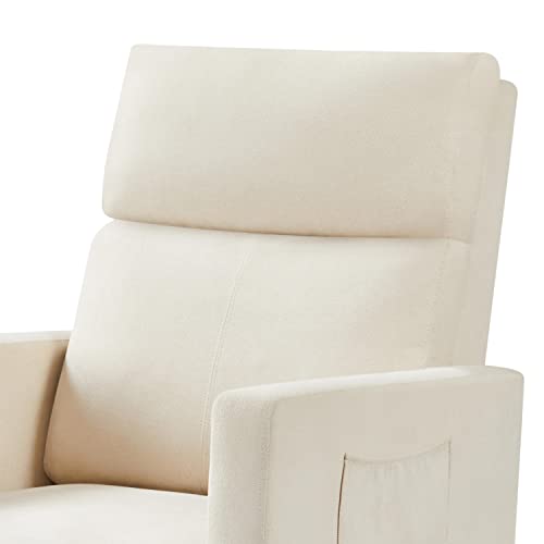 Yaheetech Rocking Chair Nursery Glider Chair with Rubber Wood Legs Side Pocket, Rocking Accent Armchair High Back for Bedroom, Beige