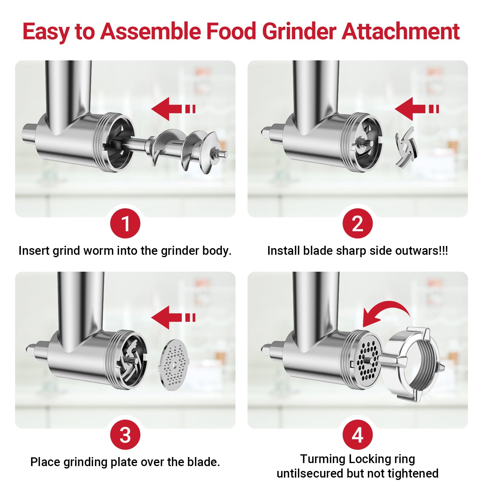 Meat and Food Grinder Attachments for KitchenAid Mixer with Cheese Grater Attachments, Metal Meat Grinder kitchenaid and Slicer Shredder Set for Kitchen aid Accessories and Attachments By KassunKoch