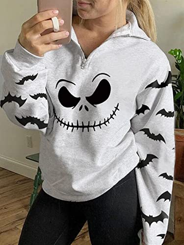 tiqwova Womens Nightmare Before Christmas Halloween Sweatshirt, Loose Casual Christmas Shirt for Women (N01-S)