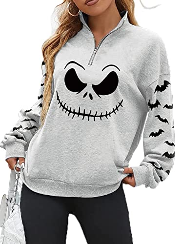 tiqwova Womens Nightmare Before Christmas Halloween Sweatshirt, Loose Casual Christmas Shirt for Women (N01-S)