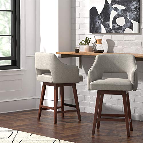 Amazon Brand β Rivet Malida Mid-Century Modern Open Back Swivel Kitchen Counter Height Stool, 37"H, Felt Grey