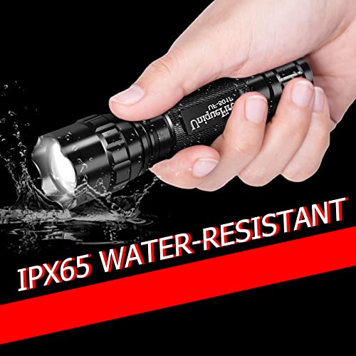 UniqueFire 501F Small Tactical Flashlight with Holster, Mini LED Zoomable Flashlight High Lumen Duty Flashlights with IPX-65 Waterproof EDC Flashlight Bright Flashlight (501F_1M)