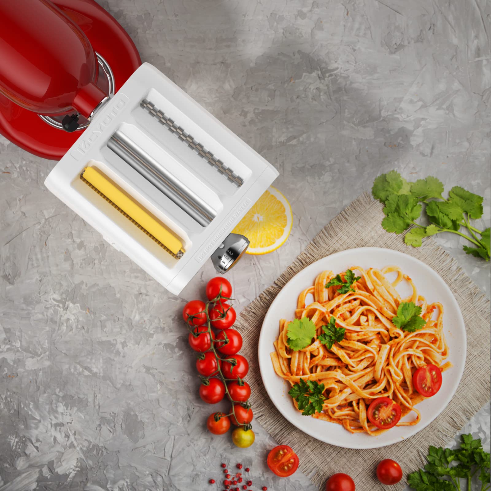 Pasta Maker 3-in-1 Attachment for KitchenAid Stand Mixers, Including Fettuccine and Spaghetti Cutter, Pasta Sheet Roller, Pasta Maker Accessories and Cleaning Brush
