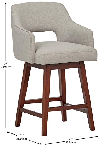 Amazon Brand β Rivet Malida Mid-Century Modern Open Back Swivel Kitchen Counter Height Stool, 37"H, Felt Grey