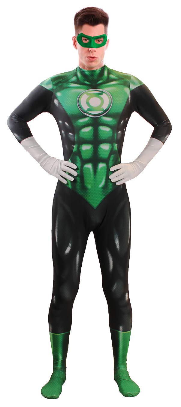 Halloween DC Comics Men's Green Suit Lycra Spandex Green Lantern Costumes for Adult Mens