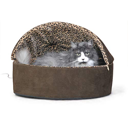 K&H Pet Products Thermo-Kitty Heated Pet Bed Deluxe Large Mocha/Leopard 20" 4W