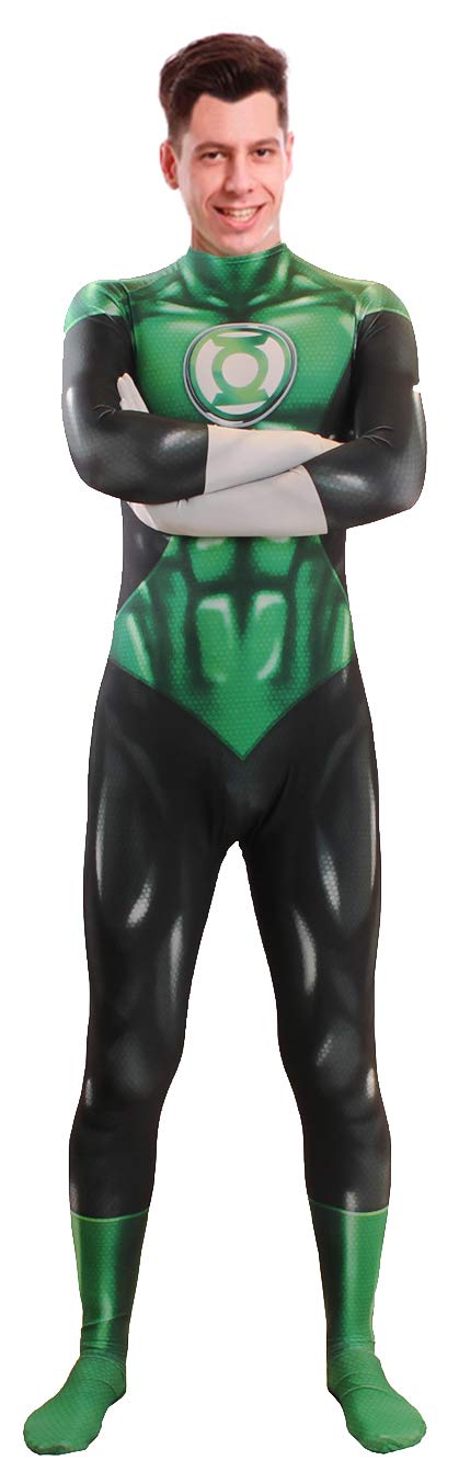 Halloween DC Comics Men's Green Suit Lycra Spandex Green Lantern Costumes for Adult Mens