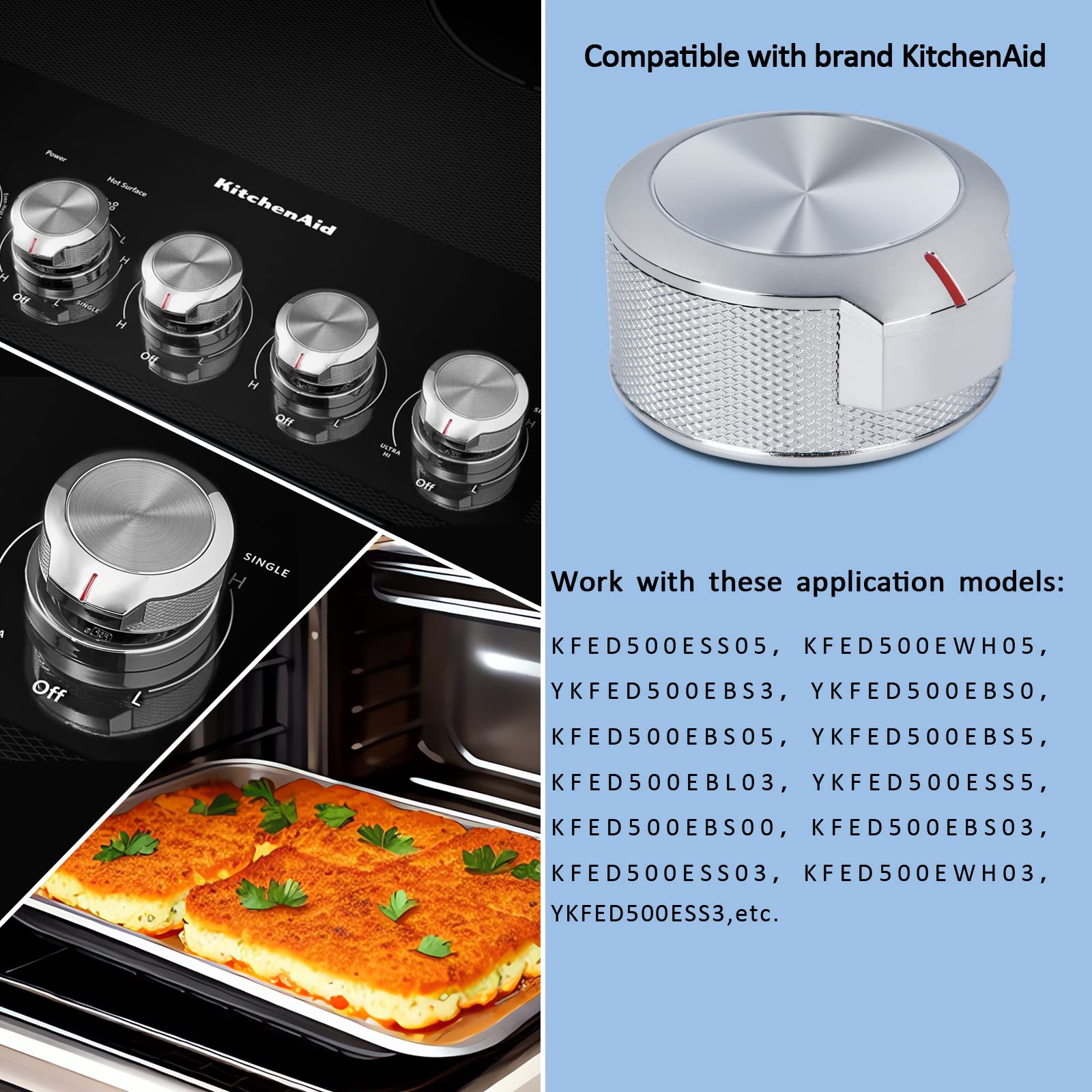 Upgrade W10823529 W11156487 Gas Stove Knobs Replacements, Compatible with White Whirlpool KitchenAid Gas Stove Range Oven Knobs,Replacement Part for AP6285576 (5 Pack)