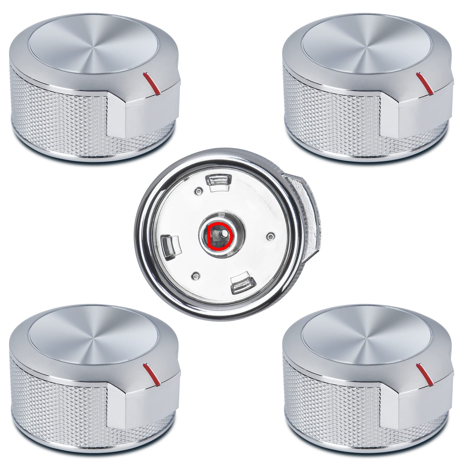 Upgrade W10823529 W11156487 Gas Stove Knobs Replacements, Compatible with White Whirlpool KitchenAid Gas Stove Range Oven Knobs,Replacement Part for AP6285576 (5 Pack)