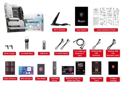MSI Z690 Force WiFi Gaming Motherboard (ATX, 12th Gen Intel Core, LGA 1700 Socket, DDR5, PCIe 4, CFX, M.2 Slots, Wi-Fi 6E)