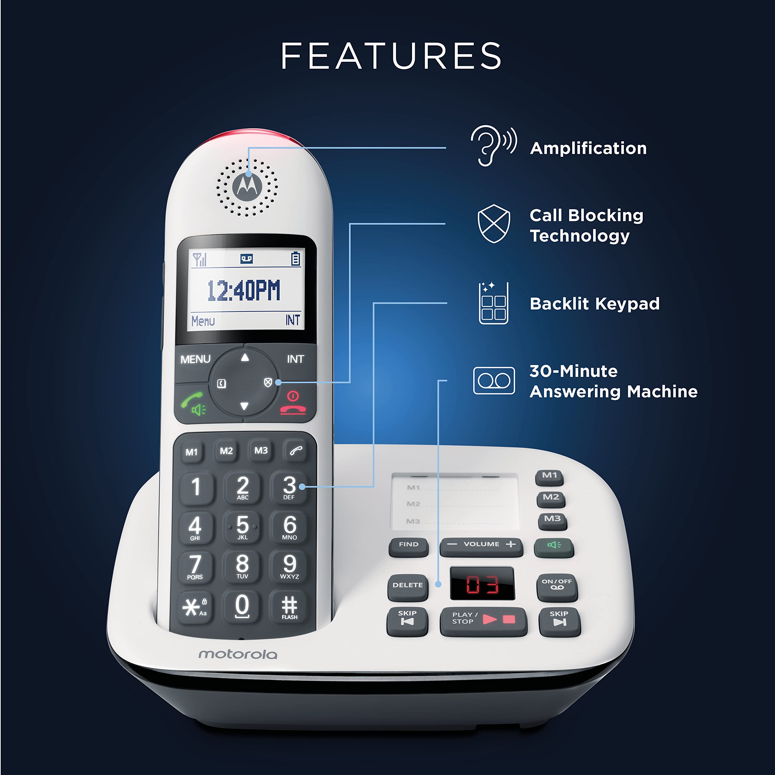 Motorola CD5012 CD5 Series Digital Cordless Telephone with Answering Machine (2 Handsets)
