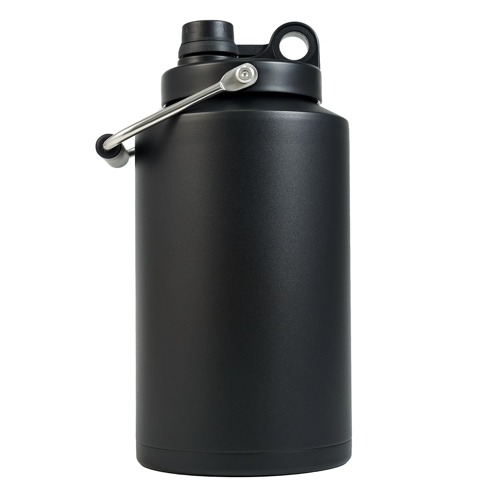 Miereirl 128 Oz Insulated Water Jug, One Gallon Stainless Steel Vacuum Double Walled Water Bottle With Handle, BPA-Free Keep Cold 48H Hot 24H, Wide Mouth For Sports, Gym, Traveling, Camping (Black)