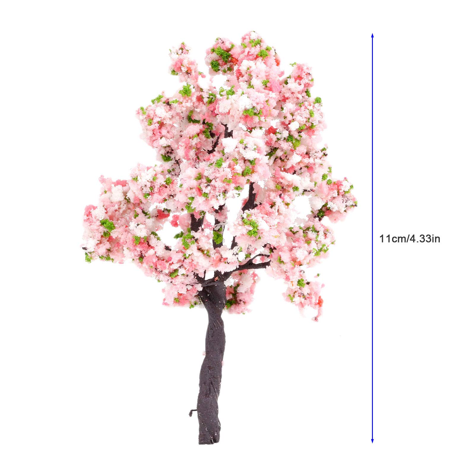 Yetaha 10PCS Pink Flower Model Tree Railway Train Diorama Garden Scenery Layout Architecture Trees for DIY Landscape, 11CM/4.33"