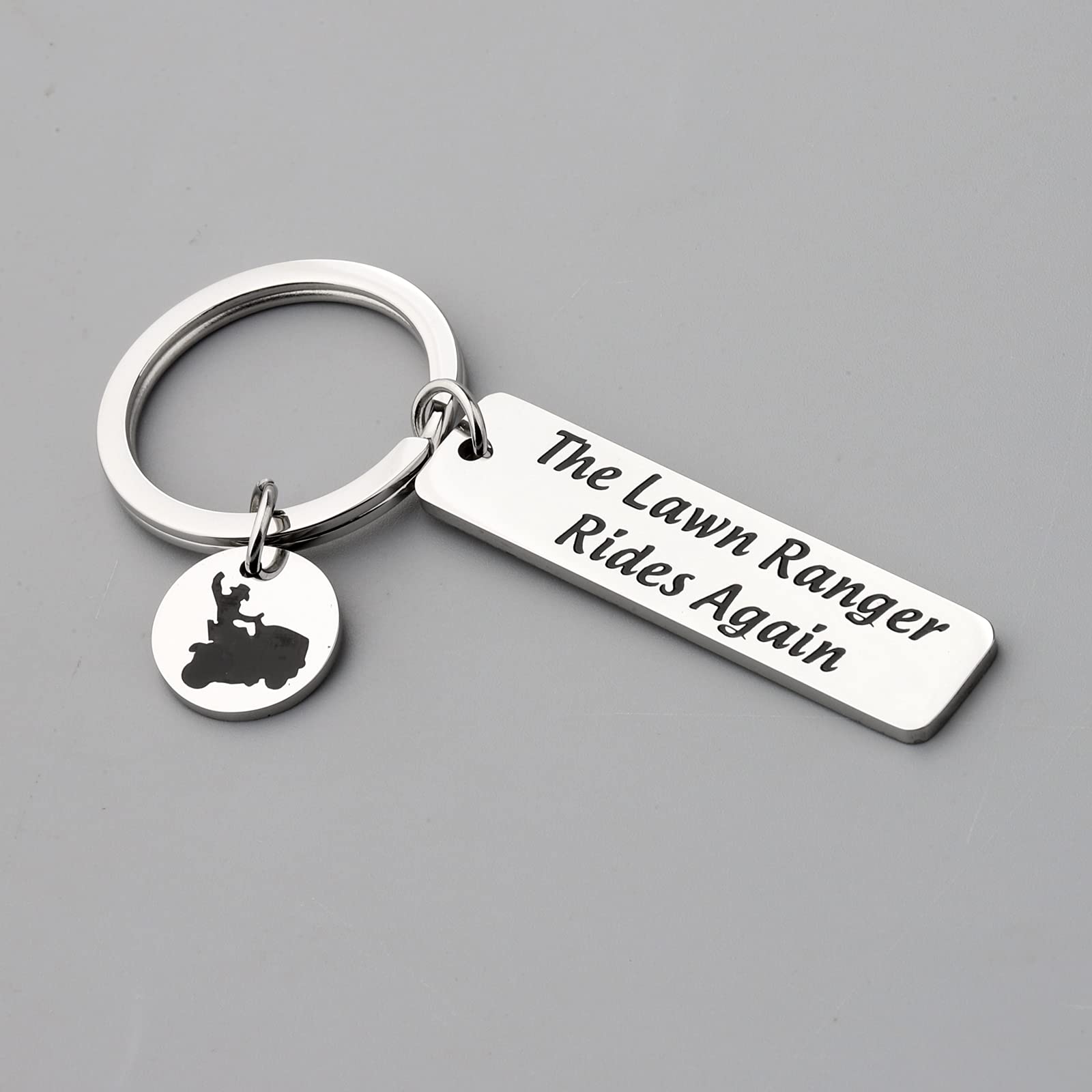 POTIY Lawn Enforcement Gift Mowing the Lawn Jewelry the Lawn Ranger Rides Again Keychain Outdoors Keychain Father's Day Keychain (keychain)