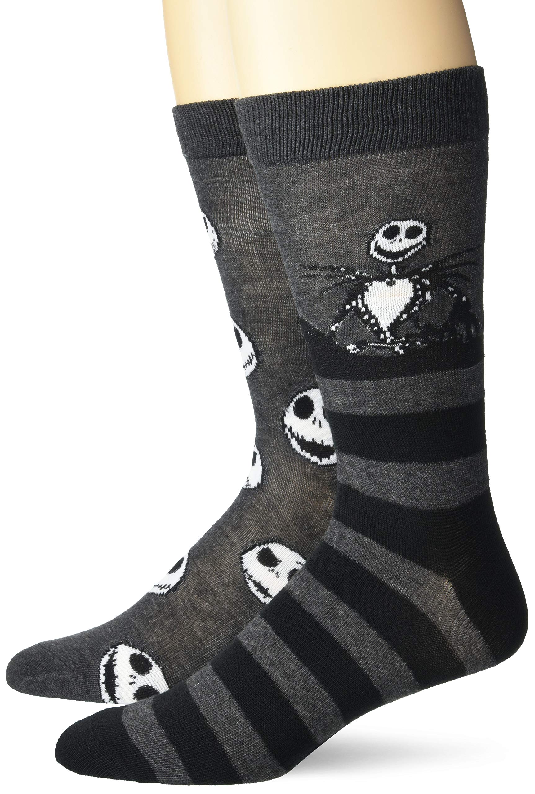 Disney mens Nightmare Before Christmas 2 Pack Crew Casual Sock, Black Grey Multi, 10 13 US