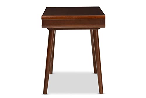BAXTON STUDIO Casarano Two-Tone Finish 2 Drawer Wood Home Office Writing Desk, Dark Walnut/White