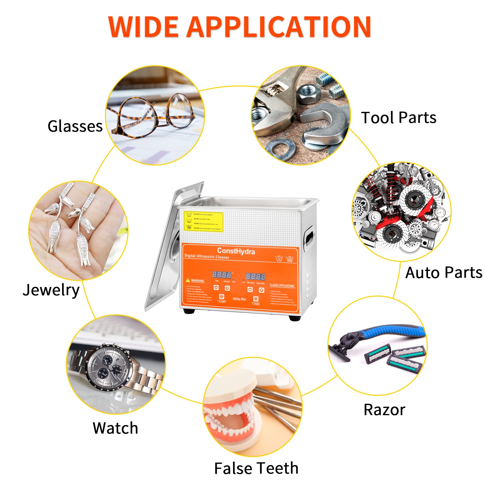 3L Ultrasonic Cleaning Machine with Heater and Timer, 120W Stainless Steel Ultrasonic Washing Machine, Professional Ultrasonic Hardware Tool Cleaner for Auto Accessories, Engine Parts, Carburetors