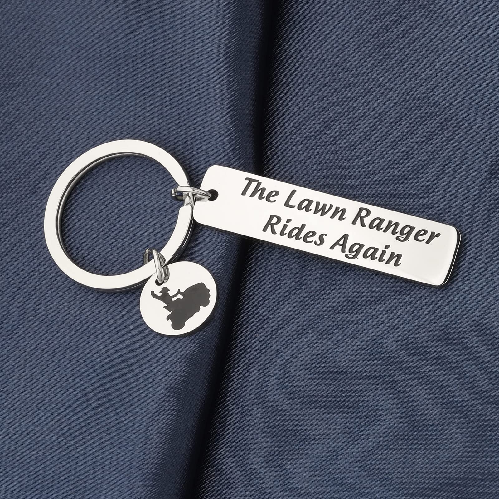 POTIY Lawn Enforcement Gift Mowing the Lawn Jewelry the Lawn Ranger Rides Again Keychain Outdoors Keychain Father's Day Keychain (keychain)