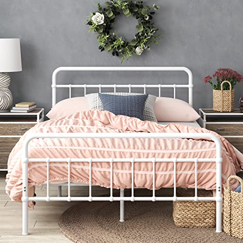 ZINUS Florence Metal Platform Bed Frame / Mattress Foundation / No Box Spring Needed / Easy Assembly, White, Full