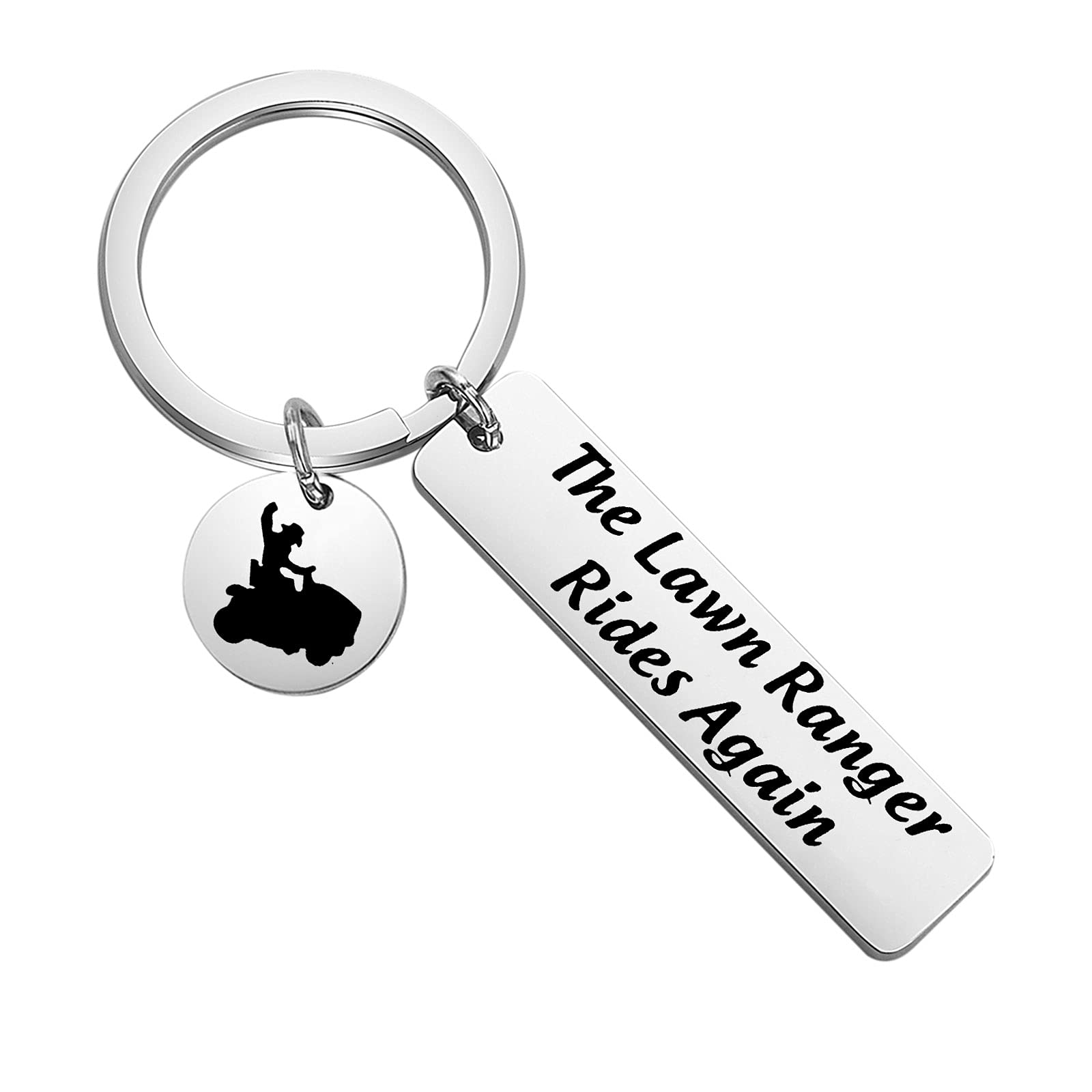 POTIY Lawn Enforcement Gift Mowing the Lawn Jewelry the Lawn Ranger Rides Again Keychain Outdoors Keychain Father's Day Keychain (keychain)
