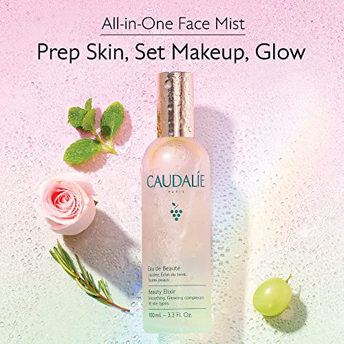 Caudalie Beauty Elixir Face Mist: Toner That Tightens Pores + Reduces Dullness + Sets Makeup, Full Size, 3.3 oz
