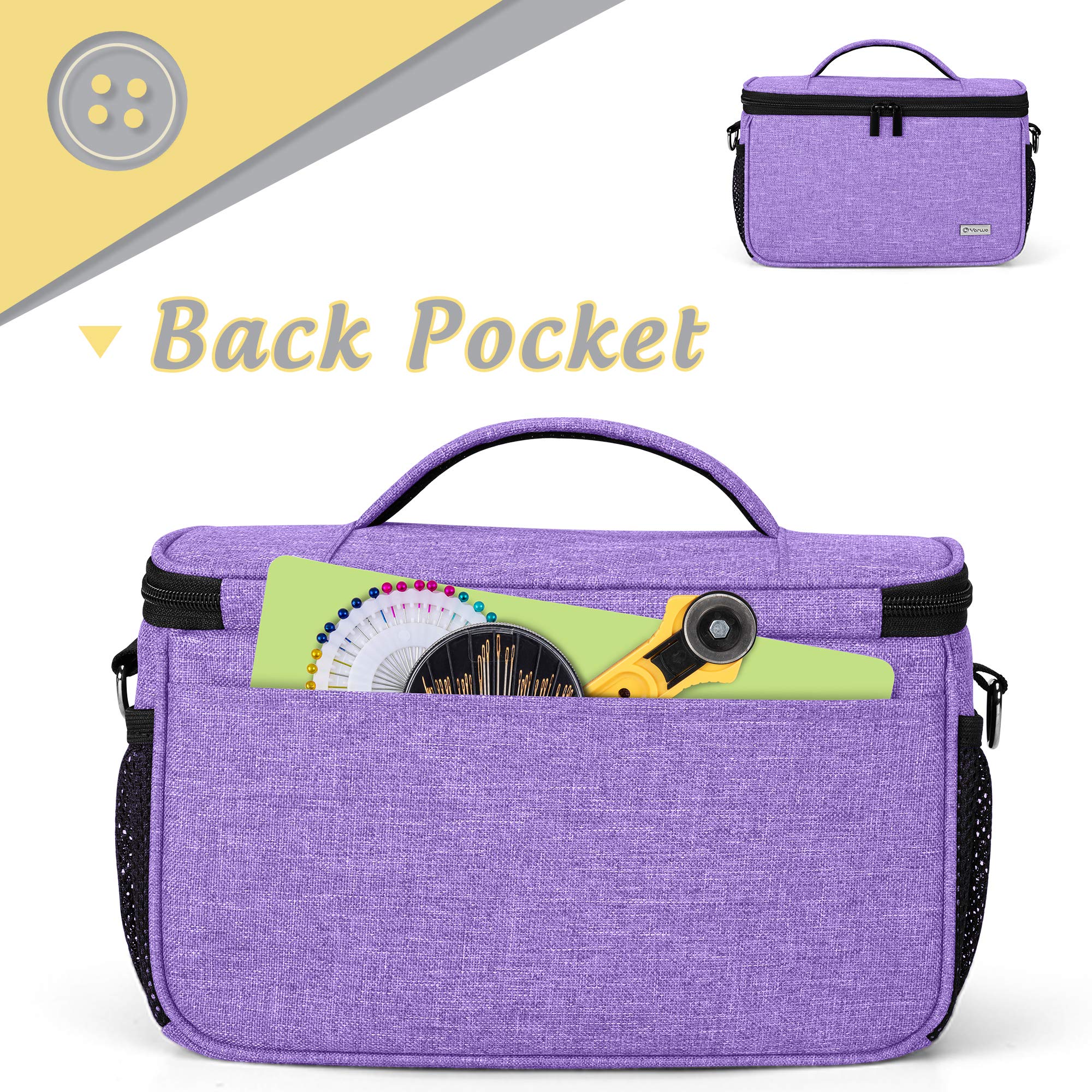 YARWO Sewing Accessories Organizer, Craft Storage Bag for Sewing Tools and Supplies, Purple