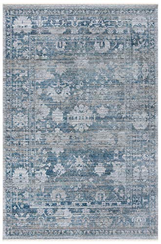 SAFAVIEH Victoria Collection 8' x 10' Blue/Ivory VIC907M Vintage Traditional Distressed Area Rug