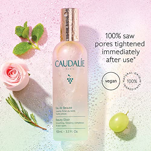 Caudalie Beauty Elixir Face Mist: Toner That Tightens Pores + Reduces Dullness + Sets Makeup, Full Size, 3.3 oz