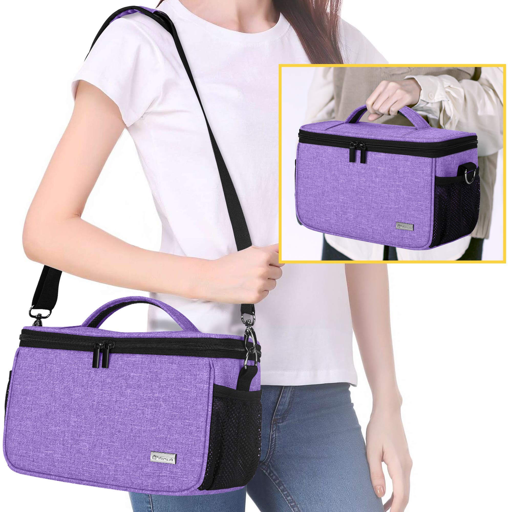 YARWO Sewing Accessories Organizer, Craft Storage Bag for Sewing Tools and Supplies, Purple
