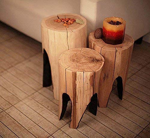 Tree Stump Table - Set Of Two, Log Stools, Reclaim Wood Coffee Tables, Rustic Furniture, Rough End Tables, Country House Decor