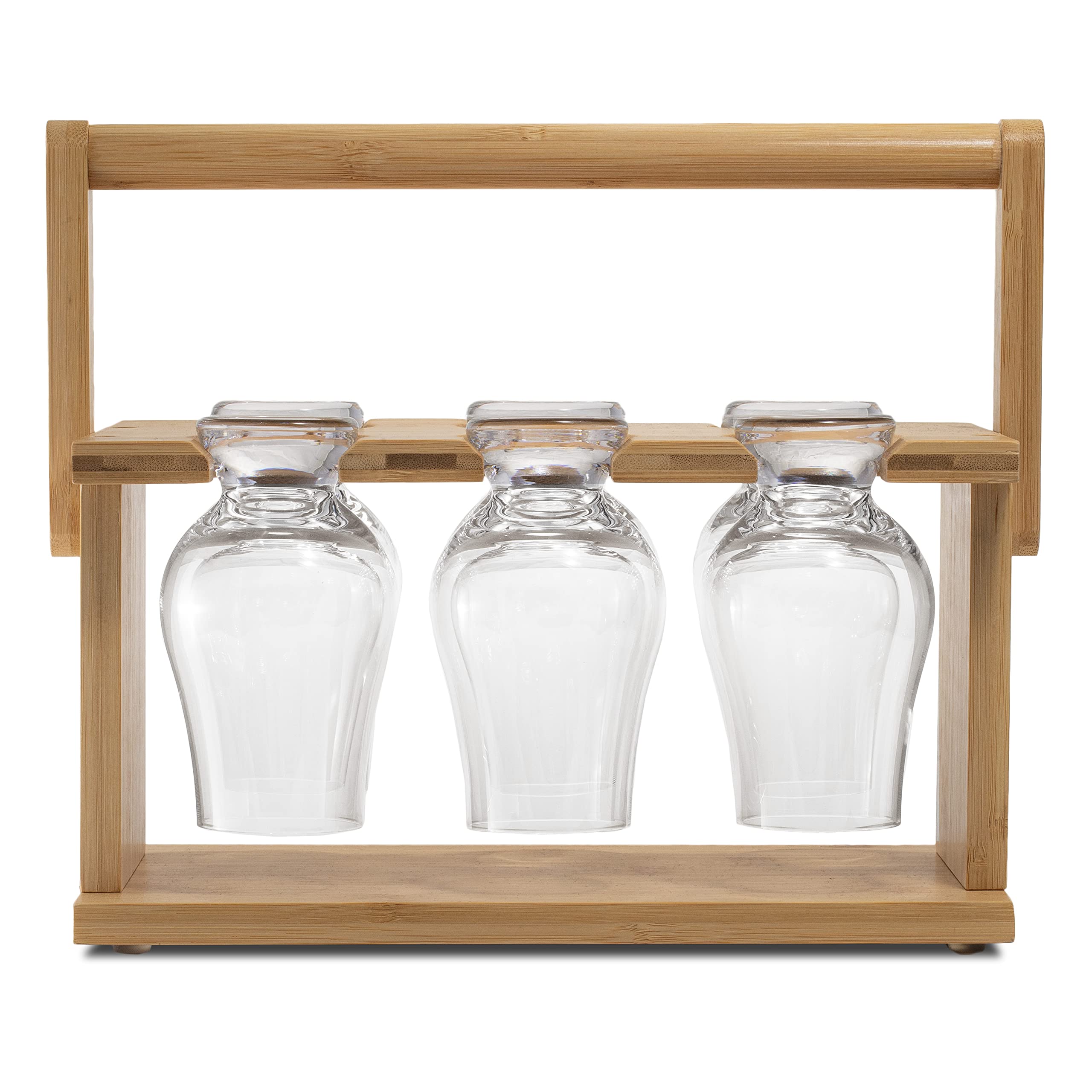 CairnCaddy Acacia Hardwood Whiskey Glass Holder - Carrier and Drying Rack for Whisky Tasting Glassware
