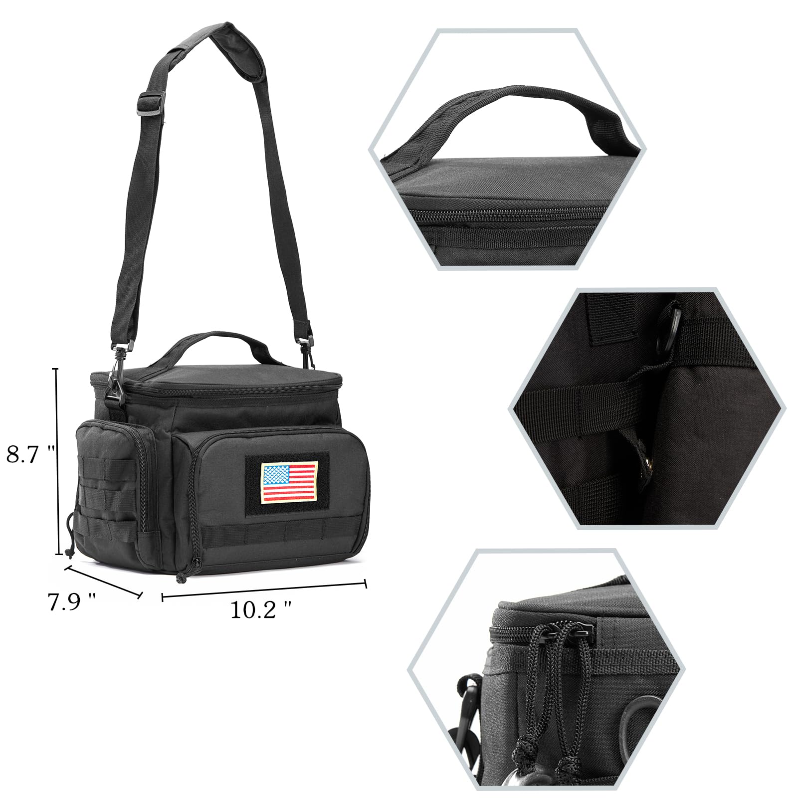 MOV COMPRA Tactical Leakproof Lunch Bag for Men, Insulated Lunch Box for Men Large Capacity with MOLLE Water Bottle Pouch and Adjustable Shoulder Starp, Green Lunchbox for Adults for Work, Picnic