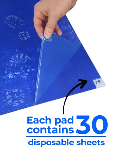 Samrang Sticky Pads, Cleanroom Sticky Mats for Construction 24" x 36" Adhesive, Walk Off Tacky Mat for Construction Lab-Room Hospital to Capture Dirt and Debris,30 Sheets per Pad (Blue) (4)
