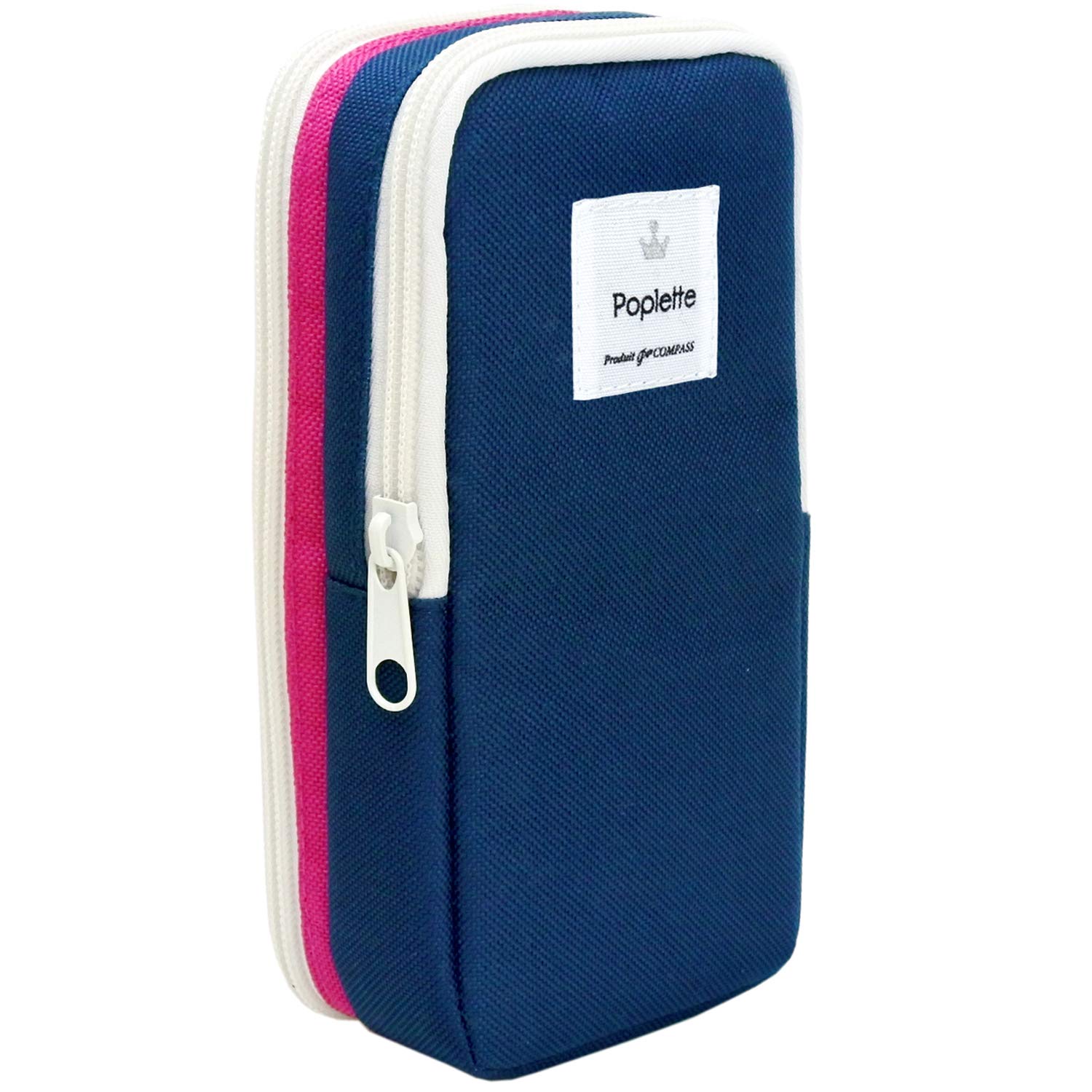 Nikken Stationery PLP1-PN Poplette Vertical and Horizontal Pen Case, Pink x Navy