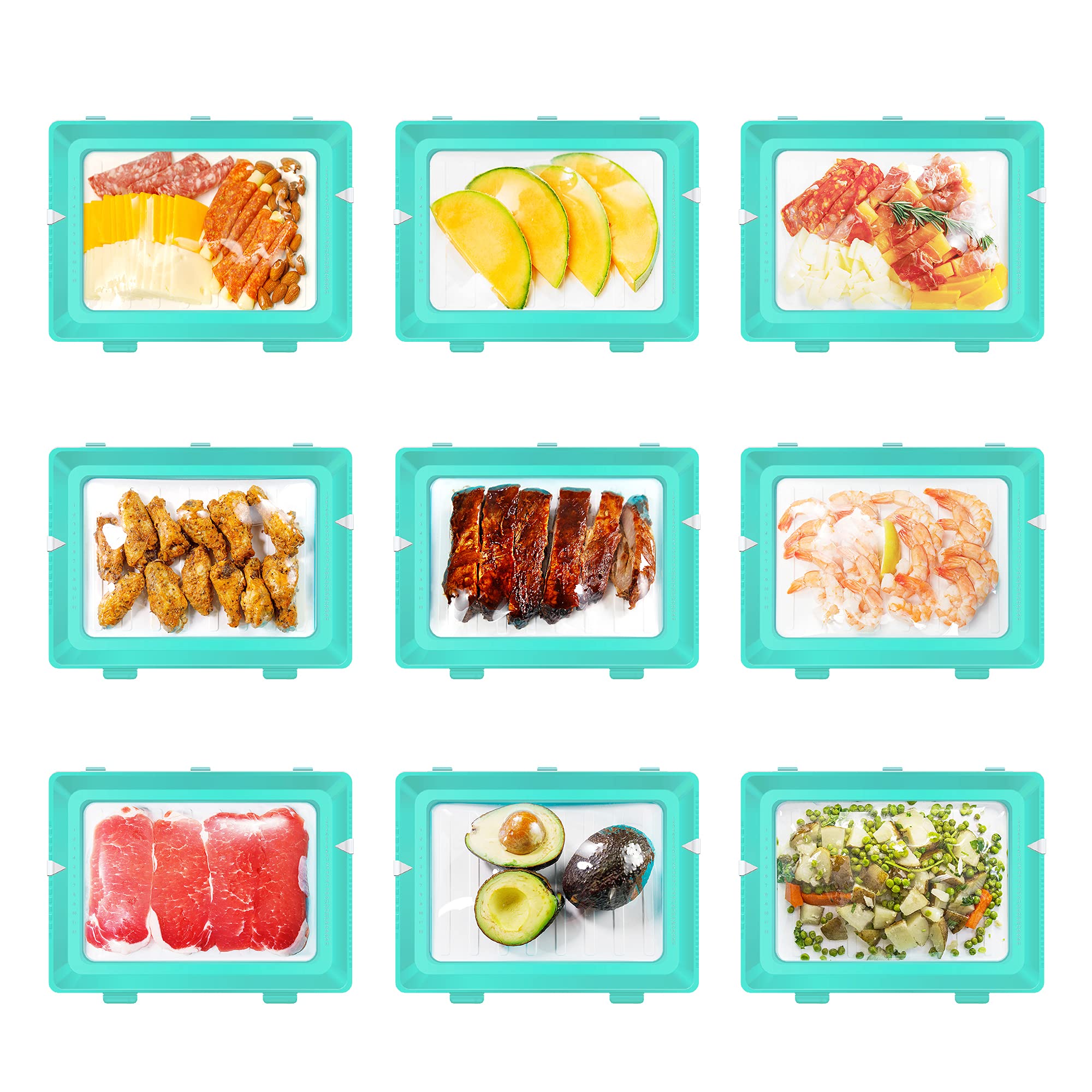 Skinny Stacks 2022 Version 4 Pack - Stacking Food Storage Trays, Stretch Cover, Save Space and Keep Food Fresh, Reusable, Dishwasher & Freezer Safe, Durable, Meal-Prep, Food Storage Containers